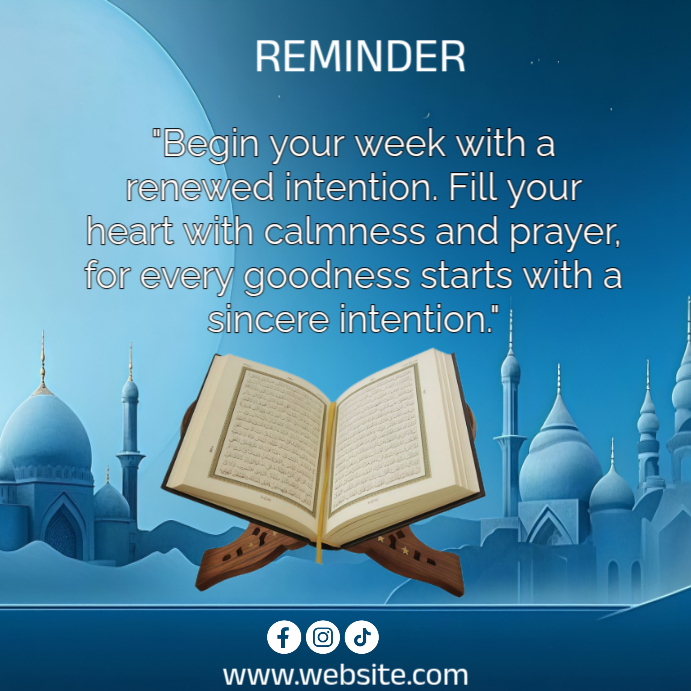 Blue Maximalist Modern Editable Islamic Reminder Flyer Square (1:1 ...