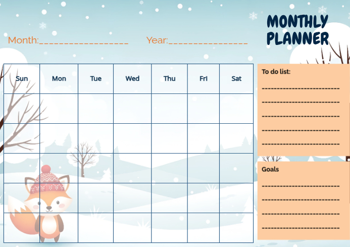 Plantilla de Blue Maximalist Montly Planner A4 | PosterMyWall