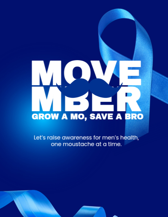 Blue Maximalist Movember Flyer (us Letter) Template | PosterMyWall