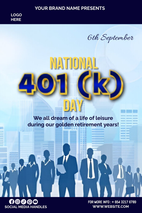 Blue Maximalist National 401(k) Day Poster Template | PosterMyWall