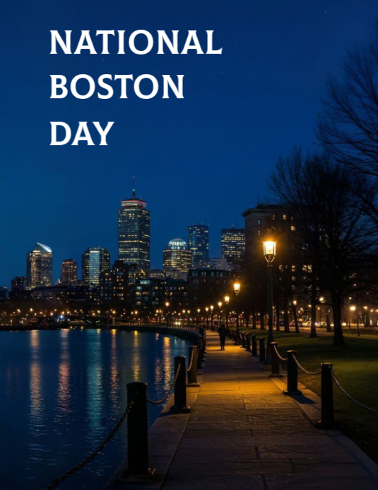 Blue Maximalist National Boston Day Flyer (us Letter) Template ...