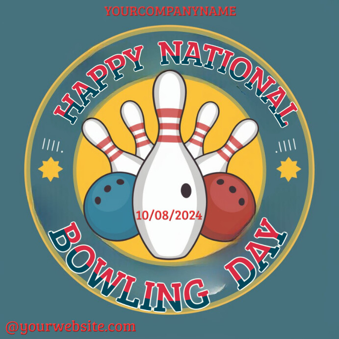 Blue Maximalist National Bowling Day celebrat Template | PosterMyWall
