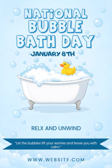 Blue Maximalist National Bubble Bath Day Poster Template | PosterMyWall