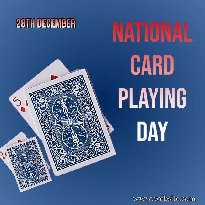 Blue Maximalist National Card Playing Day Instagram Post Template ...