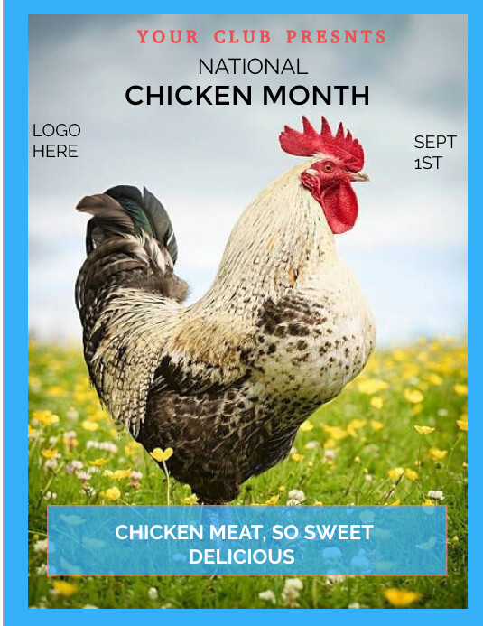 Blue Maximalist National Chicken Month Day F Template | PosterMyWall