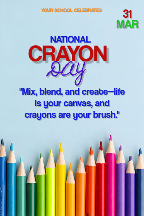 Blue Maximalist National Crayon Day Poster Template | PosterMyWall