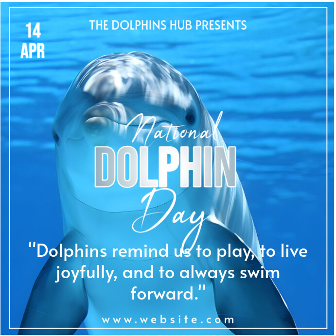 Plantilla de Blue Maximalist National Dolphin Day Instagram Post ...