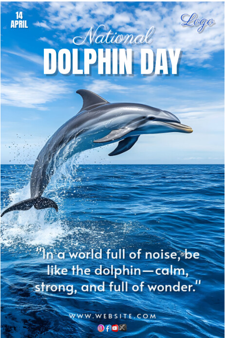 Blue Maximalist National Dolphin Day Poster Template | PosterMyWall