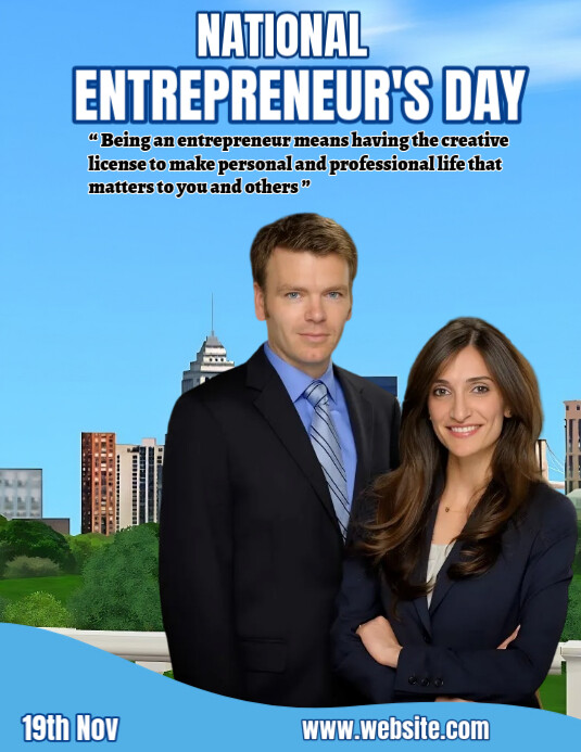 Blue Maximalist National Entrepreneurs' Day Flyer (us Letter) Template ...
