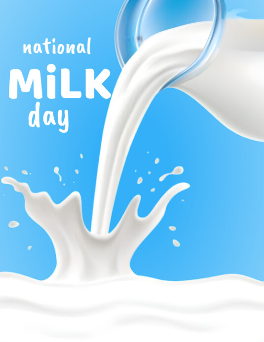 Blue Maximalist National Milk Day Flyer (us Letter) Template | PosterMyWall