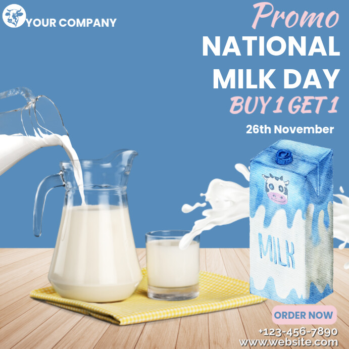 Blue Maximalist National Milk Day Instagram Post Template | PosterMyWall