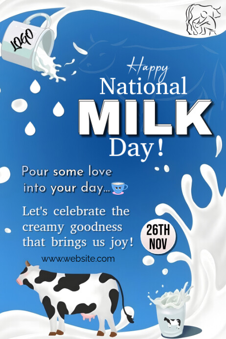 Blue Maximalist National Milk Day Poster Template | PosterMyWall