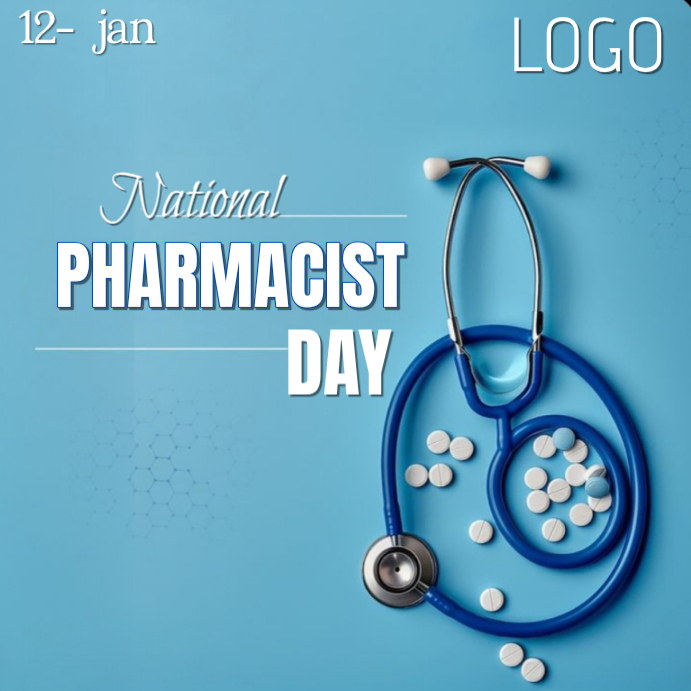 Blue Maximalist National Pharmacist Day Poster Instagram Post Template ...