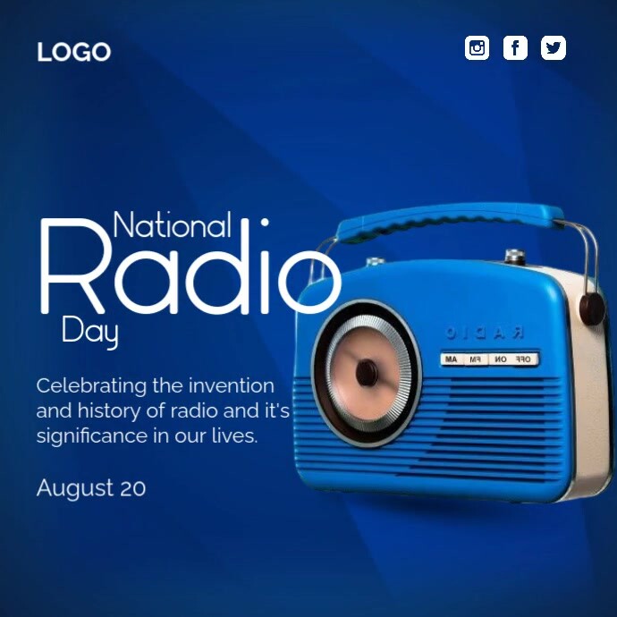 Blue Maximalist National Radio Day Instagram Post Template | PosterMyWall