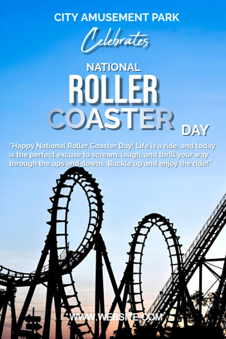 Copy of Blue Maximalist National Roller Coaster Day Poster | PosterMyWall