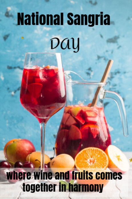 Copy of Blue Maximalist National Sangria Day Poster | PosterMyWall