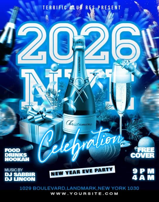 Plantilla de Blue Maximalist New Year Eve Party Flyer Template Poster ...