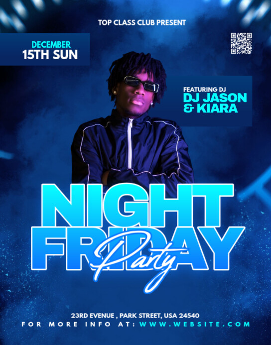 Blue Maximalist Night Party Friday Poster/wallboard Template | PosterMyWall