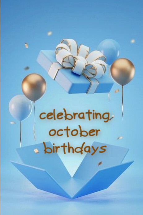 Blue Maximalist October Birthdays Banner 4' × 6' Template | PosterMyWall