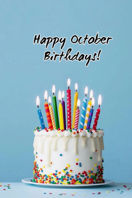 Copy of Blue Maximalist October Birthdays Banner 4' × 6' | PosterMyWall