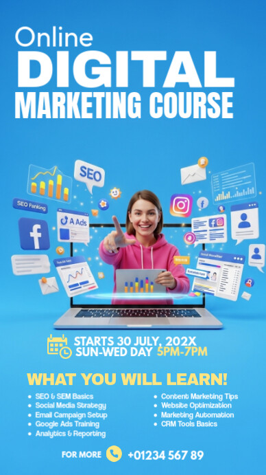 Copy of Blue Maximalist Online Digital Marketing Course Instagram Story ...