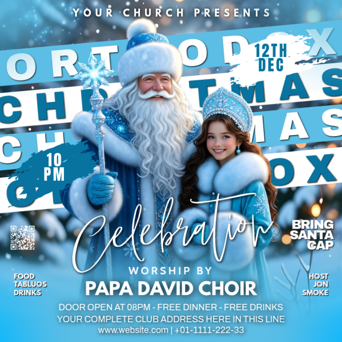 Plantilla de Blue Maximalist Orthodox Christmas Celebrations Ded Moroz ...