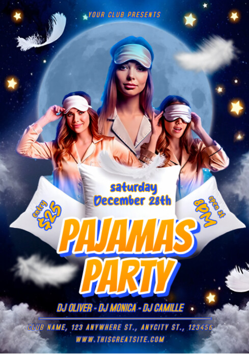 Copy of Blue Maximalist Pajamas Night Party A4 | PosterMyWall