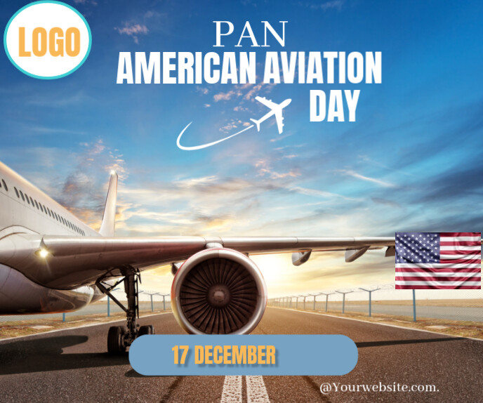 Blue Maximalist Pan American Aviation Day Online Design Flyer/template ...