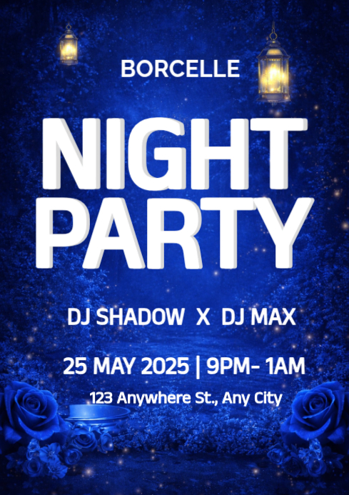 Blue Maximalist Party Flyer Night Club Flyer A4 Template | PosterMyWall