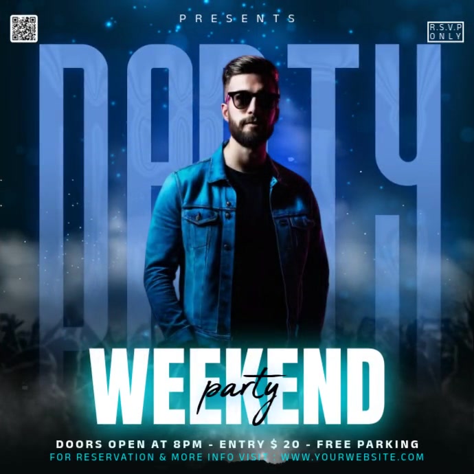 Blue Maximalist Party Instagram Post Template | PosterMyWall