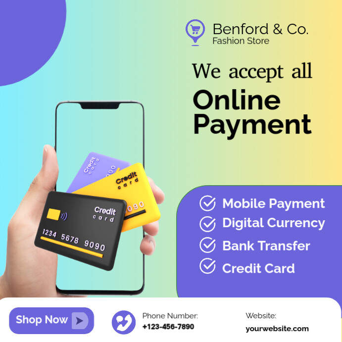 Blue Maximalist Payment Option Instagram Post Template | PosterMyWall