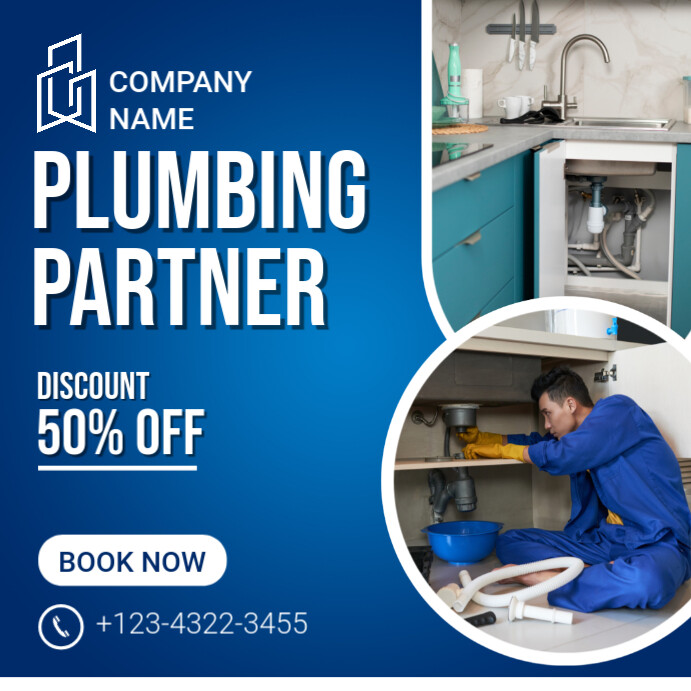 Blue Maximalist Plumber Partner Instagram Post Template | PosterMyWall