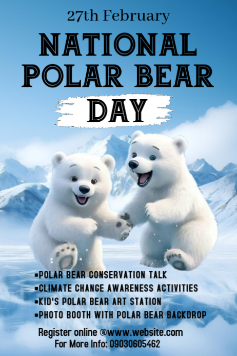 Blue Maximalist Polar Bear Party Flyer Poster Template | PosterMyWall