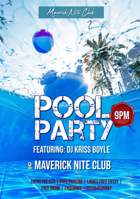 Blue Maximalist Pool Part A4 Template | PosterMyWall