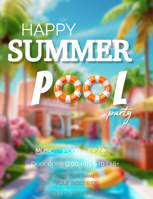 Copy of Blue Maximalist Pool Party Flyer (us Letter) | PosterMyWall