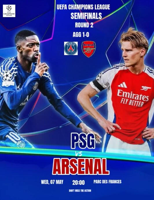 Copy of Blue Maximalist Psg Vs Arsenal Ucl Semifinals 2nd Leg Templates ...