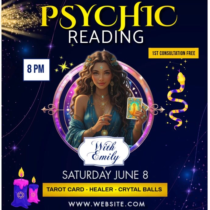 Plantilla de Blue Maximalist Psychic Reading Flyer | PosterMyWall