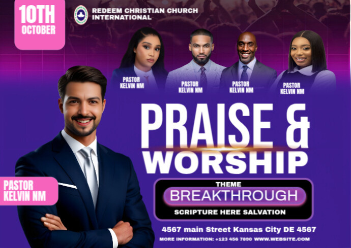 Blue Maximalist Purple Maximalist praise and worship Postcard Template ...