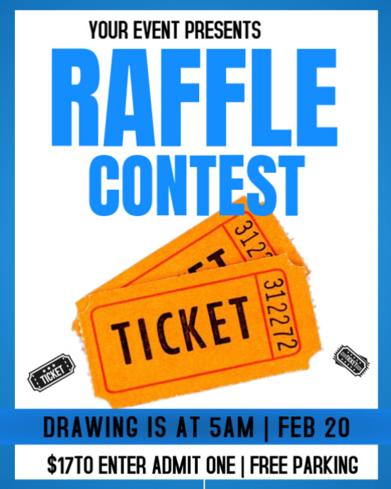 Blue Maximalist Raffle Contest Ticket Instagram Portrait Template ...