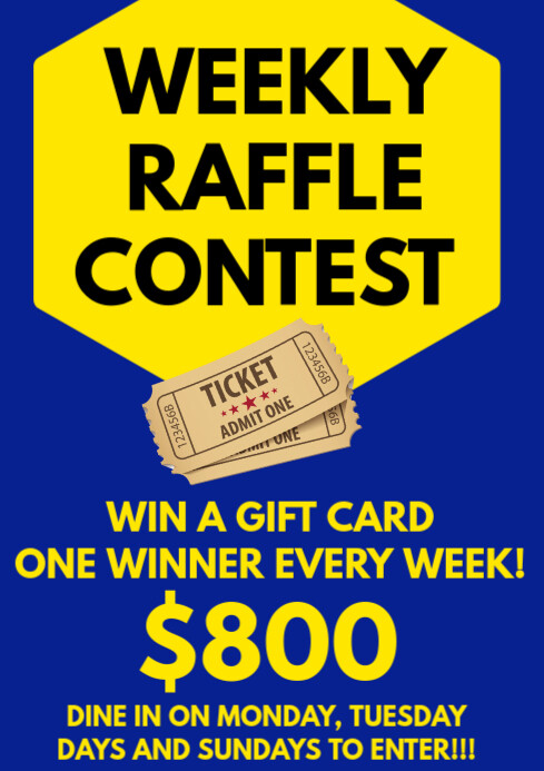 Blue Maximalist Raffle Ticket Contest 2025 A4 Template | PosterMyWall