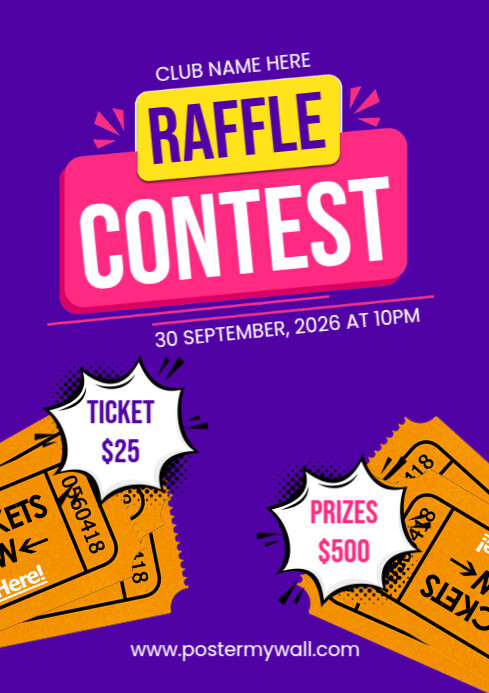 Plantilla de Blue Maximalist Raffle Ticket Contest A4 | PosterMyWall