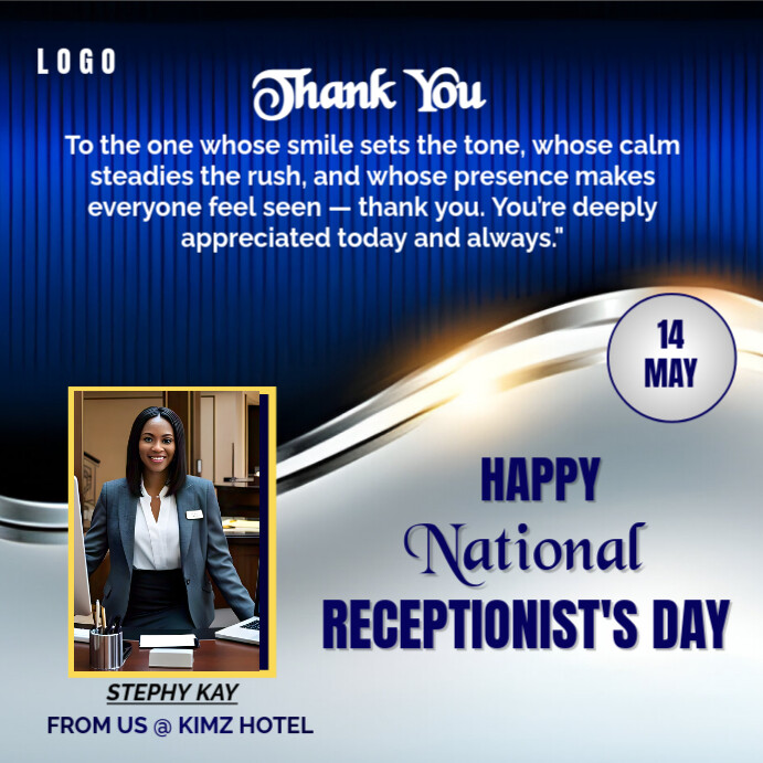 Copy of Blue Maximalist Receptionist Day Flyer Instagram Post ...