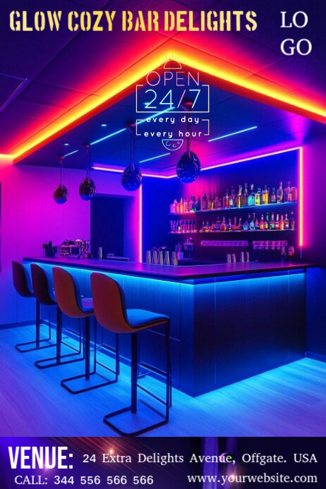 Blue Maximalist Restaurants And Bar Template And Design Poster ...