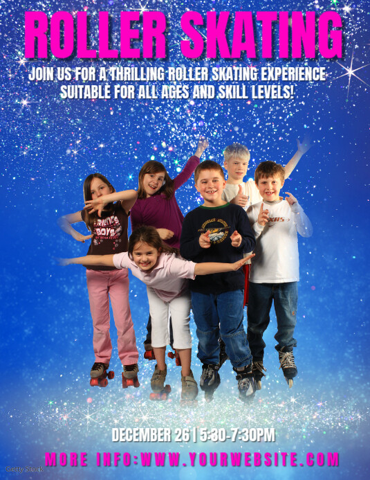 Blue Maximalist Roller Skating Flyer (us Letter) Template | PosterMyWall