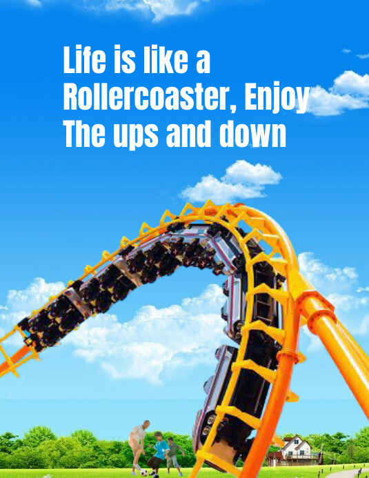 Blue Maximalist Rollercoaster Flyer (us Lette Template | PosterMyWall