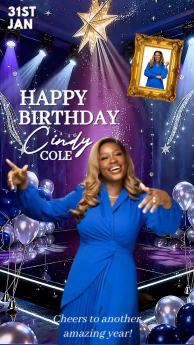 Plantilla de Blue Maximalist Royal Blue & Silver Starry Night Birthday ...