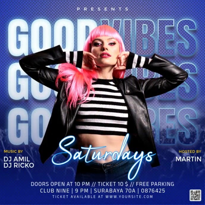 Blue Maximalist Saturday Instagram Post Template | PosterMyWall