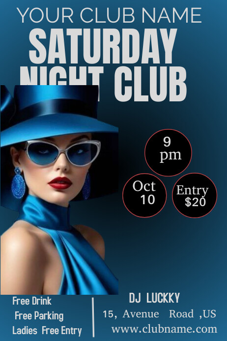 Blue Maximalist Saturday Night Club Poster Template | PosterMyWall