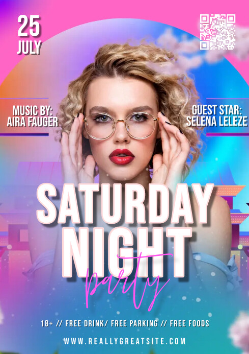 Blue Maximalist Saturday Night Party A4 Template | PosterMyWall