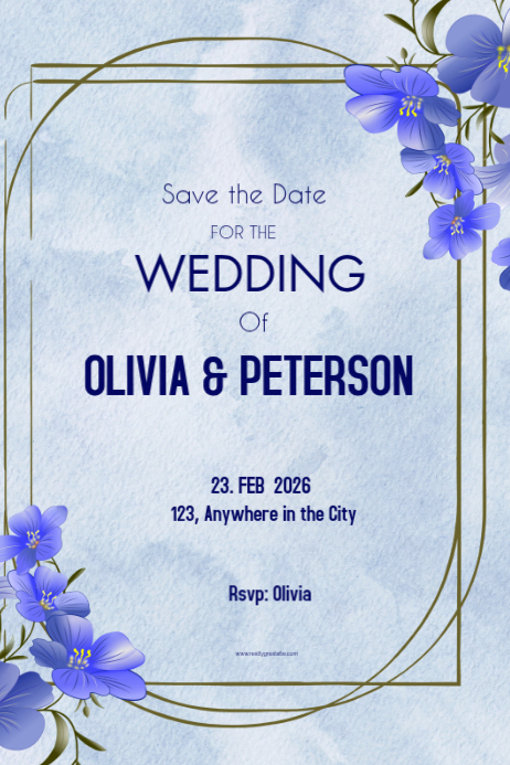 Plantilla de Blue Maximalist Save The Date Invitation Cards Poster ...